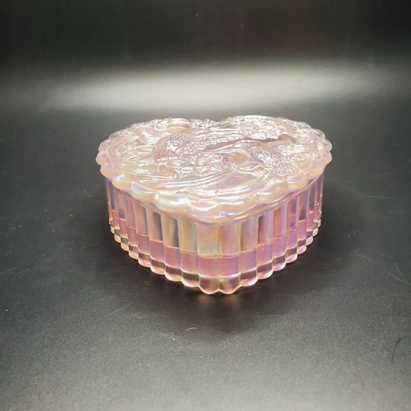Fenton | Other | Fenton Iridescent Heart Shaped Pink Art Glass ...
